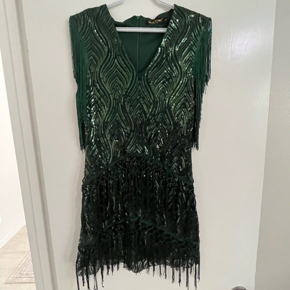 Dresses | 192s Flappe Long Fringed Gatsby Roaring 20s Sequins Beaded ...